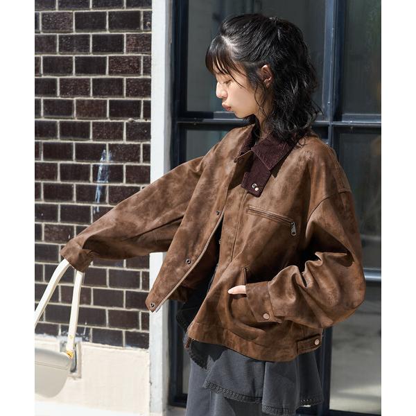 『タイムセール実施中』ZOZO問い合わせ番号:97930920ショップ:FREAK'S STORE，フリークスストアブランド:FREAK'S STORE，フリークスストア商品名:フェード加工 コーデュロイ襟 レザレットブルゾンカテゴリ:ジャ...