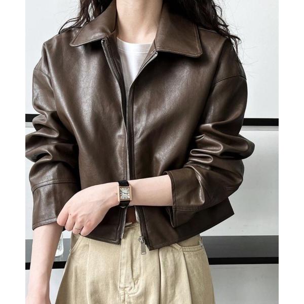 『タイムセール実施中』ZOZO問い合わせ番号:97931578ショップ:Ulysses，ユリシスブランド:semplice，センプリチェ商品名:ショート丈 シンプルデザイン レザージャケットカテゴリ:ジャケット/アウター>ライダースジ...