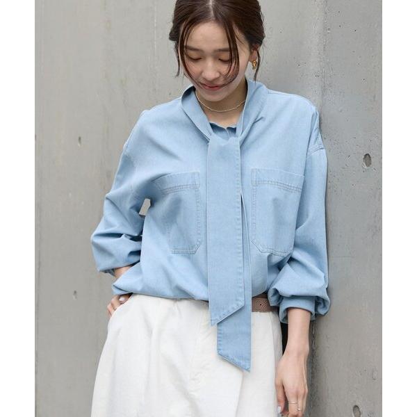 ZOZO問い合わせ番号:97961917ショップ:RIVE DROITE，リヴドロワブランド:RIVE DROITE，リヴドロワ商品名:【新色追加/抜け感】デニムボウタイシャツカテゴリ:トップス>シャツ/ブラウスブランド品番:RDZ1...