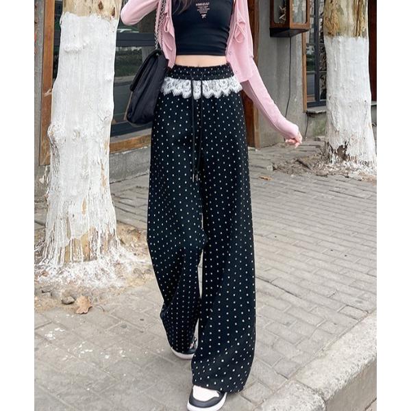 『タイムセール実施中』ZOZO問い合わせ番号:97961993ショップ:Teem Store，チームストアブランド:shyam inspiration，シャムインスピレーション商品名:【ドット柄】水玉ウエストレース ワイドレッグパンツ/スト...