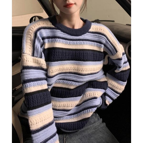 『セール実施中』ZOZO問い合わせ番号:97962000ショップ:Teem Store，チームストアブランド:shyam inspiration，シャムインスピレーション商品名:カラフル マルチボーダー柄 ラウンド 肉厚ネックセーターカテゴ...