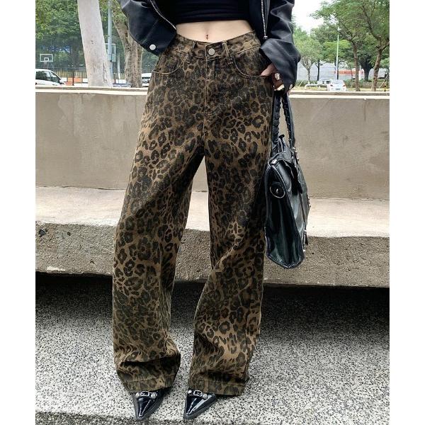 『タイムセール実施中』ZOZO問い合わせ番号:97962023ショップ:Teem Store，チームストアブランド:shyam inspiration，シャムインスピレーション商品名:レオパード柄 ワイドジーンズ / ストレートパンツカテゴ...