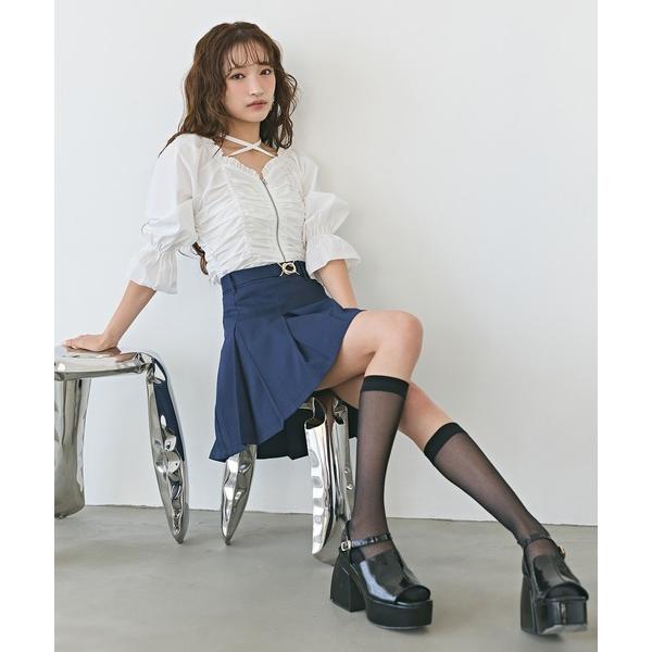 『タイムセール実施中』ZOZO問い合わせ番号:97963039ショップ:REDYAZEL，レディアゼルブランド:REDYAZEL，レディアゼル商品名:フロントZIPクロスギャザーブラウスカテゴリ:トップス>シャツ/ブラウスブランド品番...