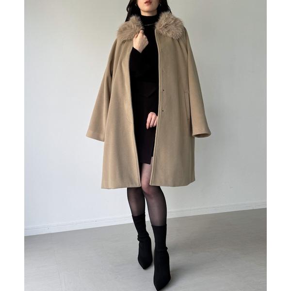 『タイムセール実施中』ZOZO問い合わせ番号:97964731ショップ:JUNOAH，ジュノアブランド:JUNOAH，ジュノア商品名:【取り外し可能】フェイクファーカラーシャギーコートカテゴリ:ジャケット/アウター>ノーカラーコートブ...