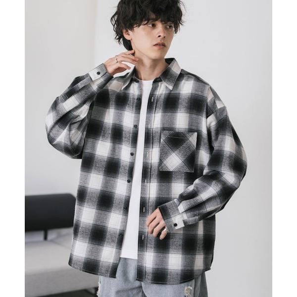 ZOZO問い合わせ番号:97981378ショップ:Rocky Monroe，ロッキーモンローブランド:Rocky Monroe，ロッキーモンロー商品名:新色追加 オーバーサイズレギュラーカラー長袖ネルシャツ チェック柄/オンブレチェック/無...