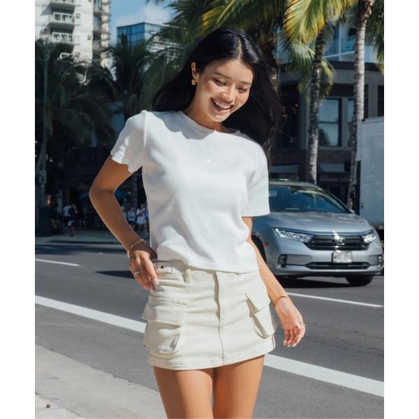 『タイムセール実施中』ZOZO問い合わせ番号:97996024ショップ:ROXY/QUIKSILVER，ロキシー/クイックシルバーブランド:ROXY，ロキシー商品名:ROXY×NANAHA RIB S/S /ロキシークロップド丈ロゴワンポイ...