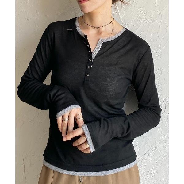 『セール実施中』ZOZO問い合わせ番号:97996412ショップ:wears，ウェアーズブランド:She's Closet，シーズクローゼット商品名:長袖配色レイヤードヘンリーネックシアートップスカテゴリ:トップス>Tシャツ/カットソ...