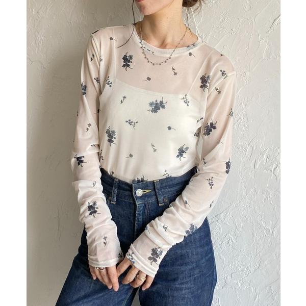 『タイムセール実施中』ZOZO問い合わせ番号:97996414ショップ:wears，ウェアーズブランド:She's Closet，シーズクローゼット商品名:クルーネック長袖フラワープリント花柄シアートップスカテゴリ:トップス>Tシャツ...