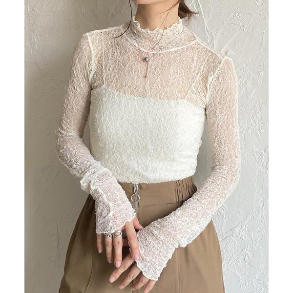 『タイムセール実施中』ZOZO問い合わせ番号:97996421ショップ:wears，ウェアーズブランド:She's Closet，シーズクローゼット商品名:長袖ハイネック透かし編みストレッチレースシアートップスカテゴリ:トップス>Tシ...