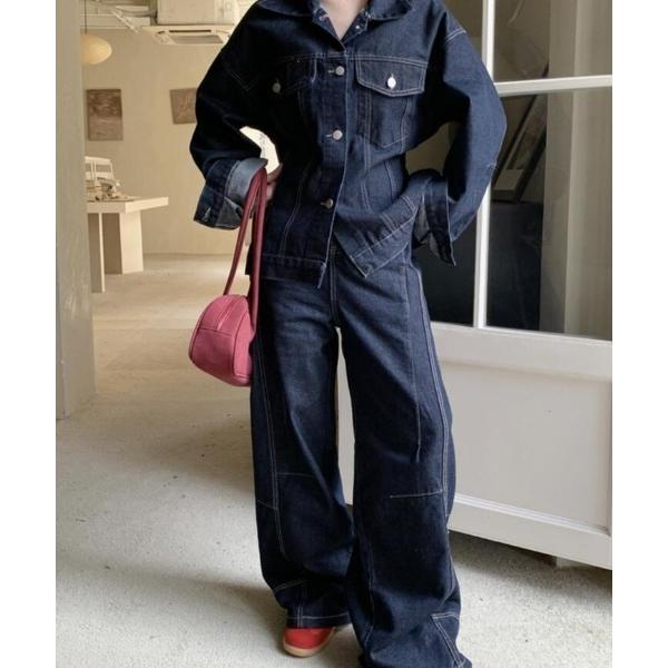 ZOZO問い合わせ番号:97997336ショップ:Ulysses，ユリシスブランド:semplice，センプリチェ商品名:デニムワークスーツ ルーズフィット ユニセックススタイルカテゴリ:ジャケット/アウター>セットアップブランド品番...