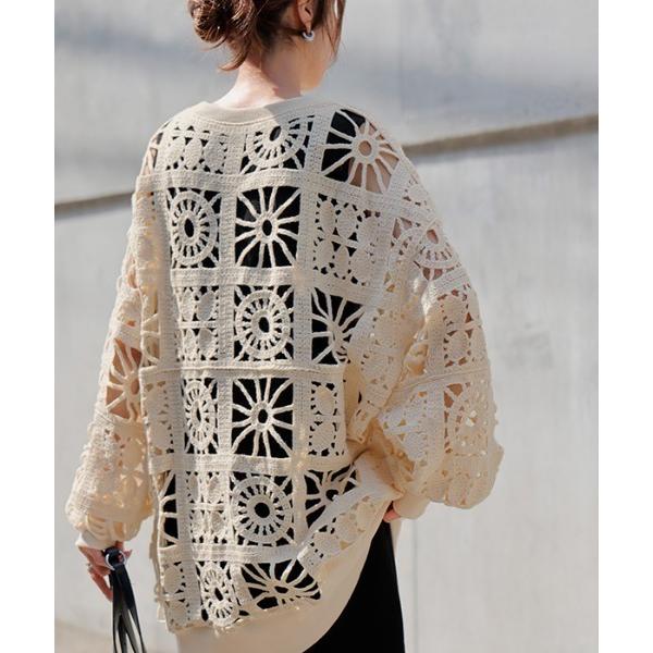 ZOZO問い合わせ番号:97999090ショップ:HUG.U，ハグユーブランド:HUG.U，ハグユー商品名:クロシェ編みニットプルオーバーカテゴリ:トップス>ニット/セーターブランド品番:f305素材:本体: 綿100%， リブ部分:...