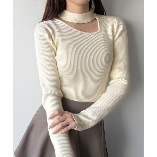 『タイムセール実施中』ZOZO問い合わせ番号:98034402ショップ:JUNOAH，ジュノアブランド:mipiarl，ミピアール商品名:アシンメトリーカットワークネックリブニットトップスカテゴリ:トップス>ニット/セーターブランド品...