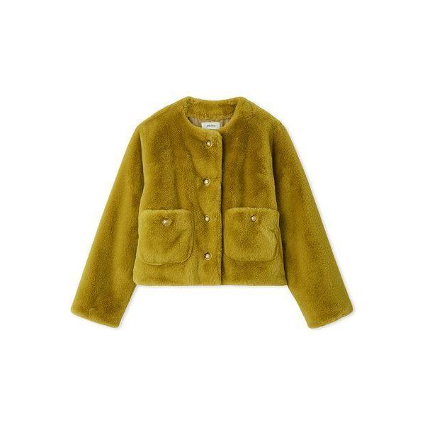 『セール実施中』ZOZO問い合わせ番号:98064902ショップ:Mila Owen，ミラ オーウェンブランド:Mila Owen，ミラオーウェン商品名:金釦クロップドファージャケットカテゴリ:ジャケット/アウター>ノーカラージャケッ...