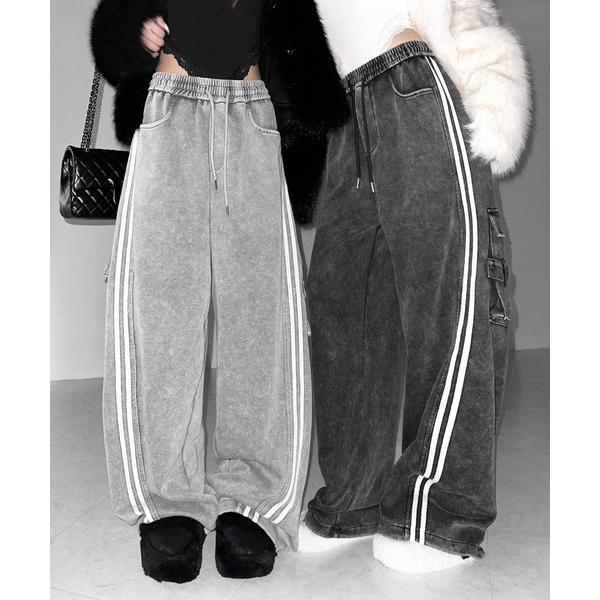 『タイムセール実施中』ZOZO問い合わせ番号:98067271ショップ:me+em select，ミームセレクトブランド:me+em select，ミームセレクト商品名:【 裾絞り可能２WAY 】サイドラインピグメントワイドカーゴスウェット...