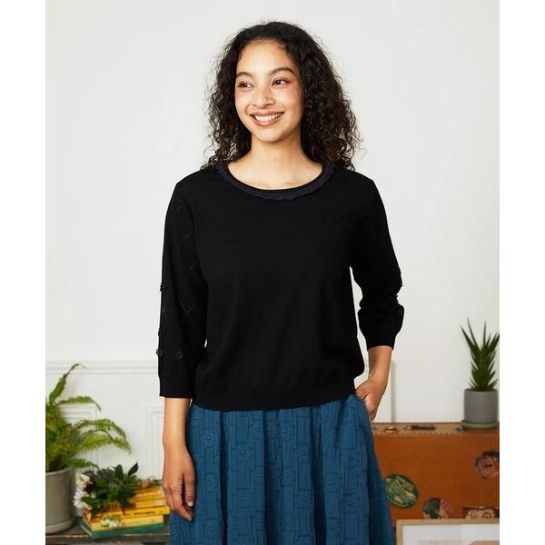 『セール実施中』ZOZO問い合わせ番号:98100729ショップ:Jocomomola，ホコモモラブランド:Jocomomola，ホコモモラ商品名:Encaje フラワーレースニットプルオーバーカテゴリ:トップス>ニット/セーターブラ...