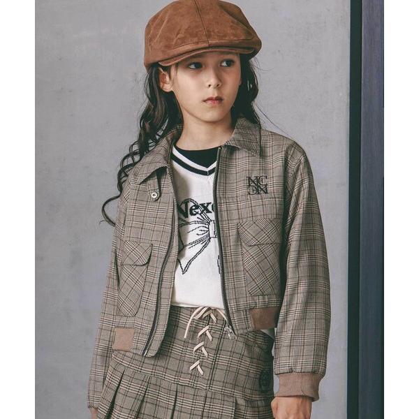 『タイムセール実施中』ZOZO問い合わせ番号:98100777ショップ:BEBE ONLINE STORE，ベベ オンラインストアブランド:nexchic，ネクシック商品名:フェイクレザー＆チェック柄ブルゾン(110~150cm)カテゴリ:...