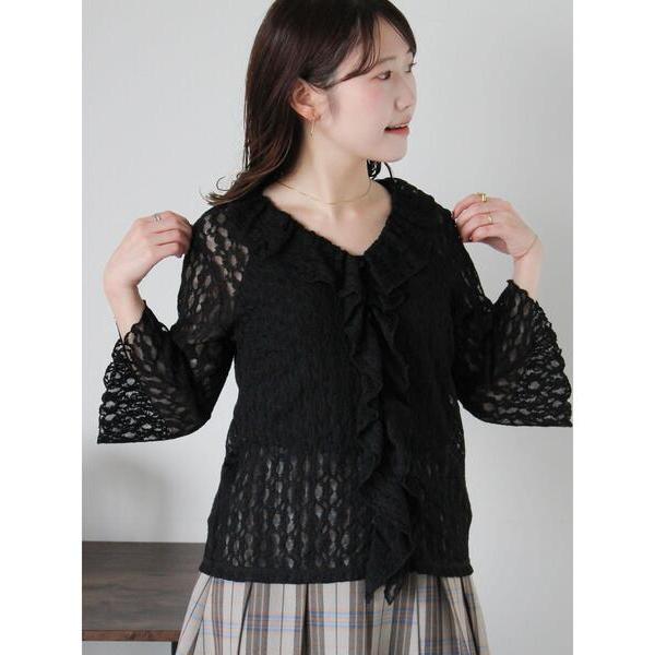『タイムセール実施中』ZOZO問い合わせ番号:98100967ショップ:ehka sopo，エヘカ ソポブランド:ehka sopo，エヘカソポ商品名:レースフリルカーディガンカテゴリ:トップス>シャツ/ブラウスブランド品番:2201...