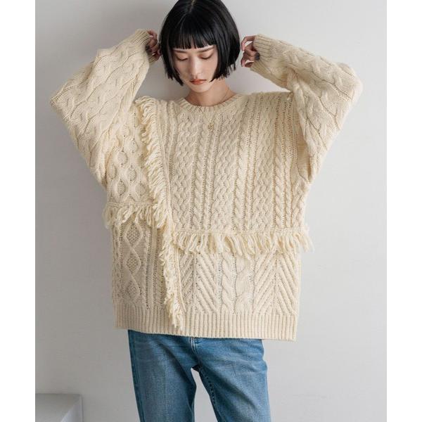 『セール実施中』ZOZO問い合わせ番号:98103016ショップ:LOWRYS FARM，ローリーズファームブランド:LOWRYS FARM，ローリーズファーム商品名:ケーブルフリンジLONG丈  588919カテゴリ:トップス>ニッ...