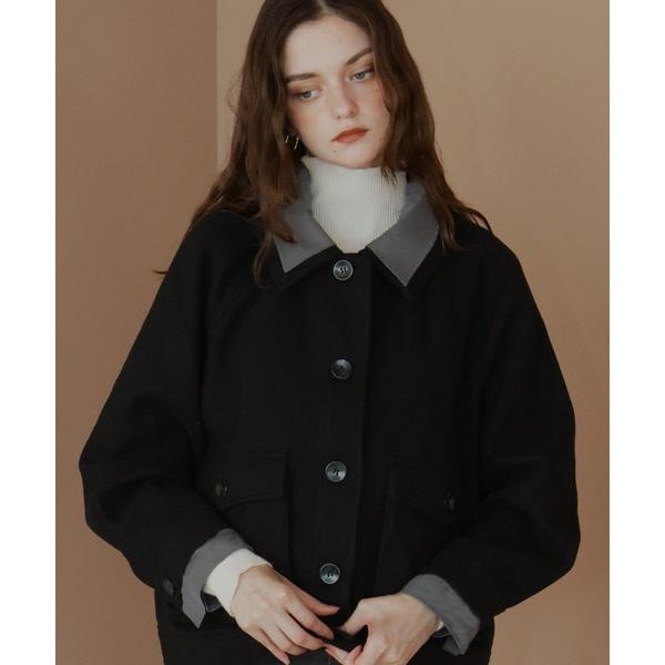 『タイムセール実施中』ZOZO問い合わせ番号:98104924ショップ:LIAN，リアンブランド:Mili affinity，ミリアフィニティー商品名:レーヤード風バイカラーネックフェイクウールジャケットカテゴリ:ジャケット/アウター&gt...