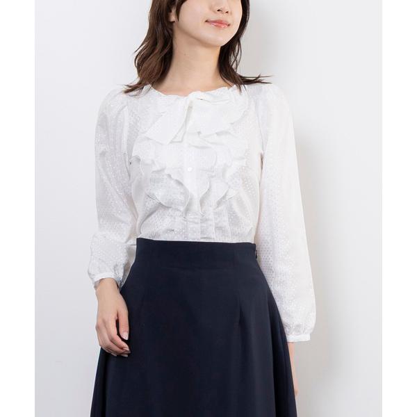 『タイムセール実施中』ZOZO問い合わせ番号:98135334ショップ:NARACAMICIE，ナラカミーチェブランド:NARACAMICIE，ナラカミーチェ商品名:【NARACAMICIE】ドットジャガードフリルリボン長袖ブラウスカテゴリ...