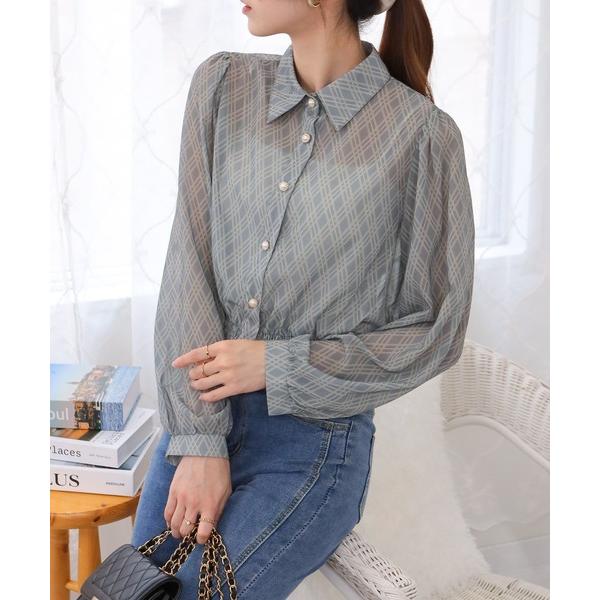 『タイムセール実施中』ZOZO問い合わせ番号:98200678ショップ:me Jane，ミージェーンブランド:pumpkin port，パンプキンポート，meJane，ミージェーン商品名:バイアスチェック 裾シャーリング クロップド丈 長袖...