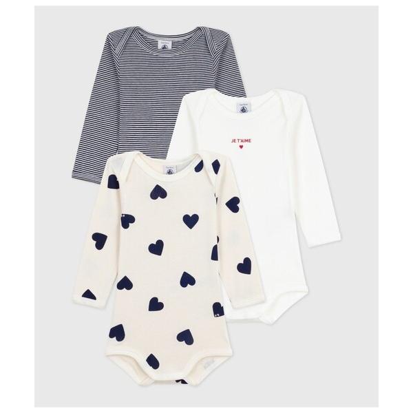 ※このアイテムは返品・交換対象外商品です。ZOZO問い合わせ番号:98231683ショップ:PETIT BATEAU，プチバトーブランド:PETIT BATEAU，プチバトー商品名:長袖ボディ３枚組カテゴリ:ママ＆ベビー>ロンパースブ...