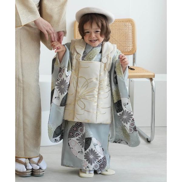 ZOZO問い合わせ番号:98234547ショップ:utatane，ウタタネブランド:utatane，ウタタネ商品名:七五三３歳用被布コートセット 男の子 ひよこ商店 ベージュ金彩×ミント七宝カテゴリ:水着/着物・浴衣>着物ブランド品番...