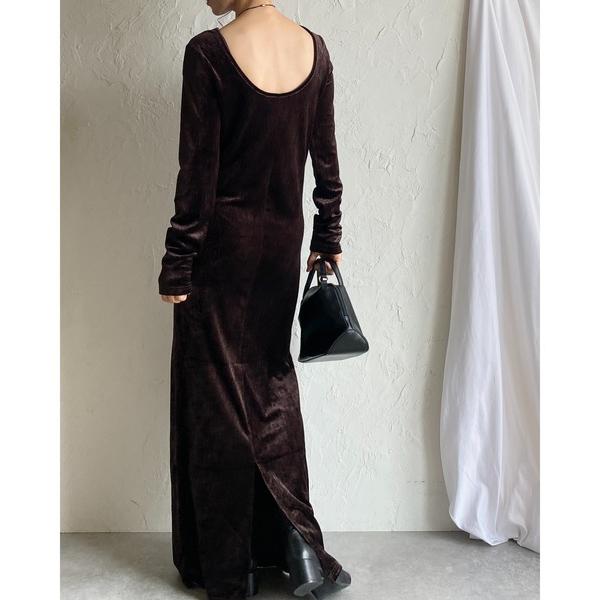 『セール実施中』ZOZO問い合わせ番号:98235562ショップ:wears，ウェアーズブランド:She's Closet，シーズクローゼット商品名:長袖ロング丈バックオープンベロアワンピースカテゴリ:ワンピース/ドレス>ワンピースブ...