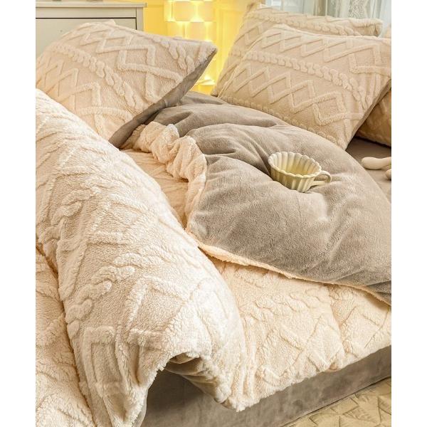 『セール実施中』ZOZO問い合わせ番号:98236258ショップ:Teem Store，チームストアブランド:pyornim，ピョルニム商品名:【3点セット】【シングル】ケーブル柄 フリース ふわふわ布団カバーセット バイカラーカテゴリ:イ...