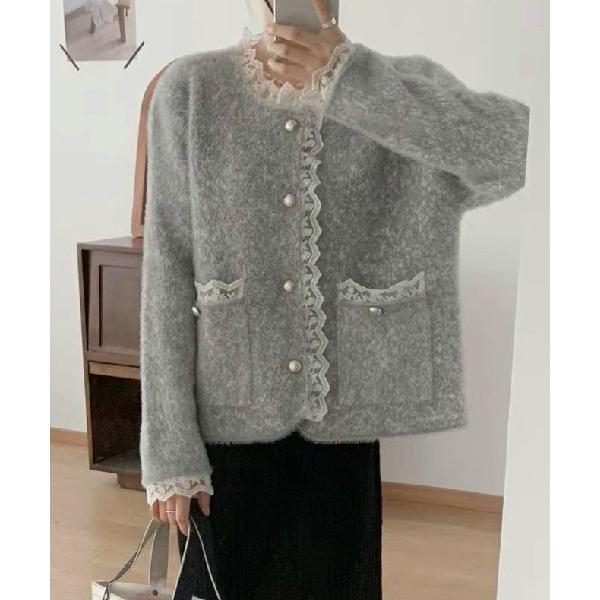 『タイムセール実施中』ZOZO問い合わせ番号:98236735ショップ:gossip！ロサンゼルス，ゴシップロサンゼルスブランド:gossip！ロサンゼルス，ゴシップロサンゼルス商品名:【Y2Kガーリー】レーストリム付きニットカーディガン／...