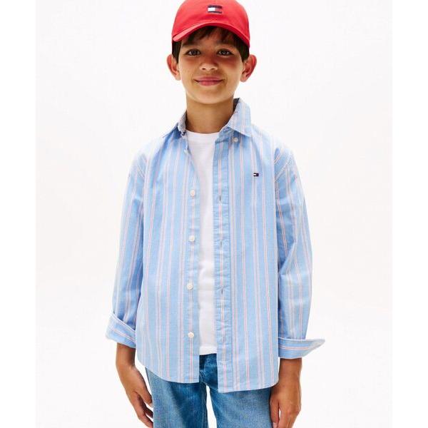 『セール実施中』ZOZO問い合わせ番号:98267460ショップ:TOMMY HILFIGER，トミー ヒルフィガーブランド:TOMMY HILFIGER，トミーヒルフィガー商品名:BOYS ストライプネップファブリックボタンダウンシャツカ...