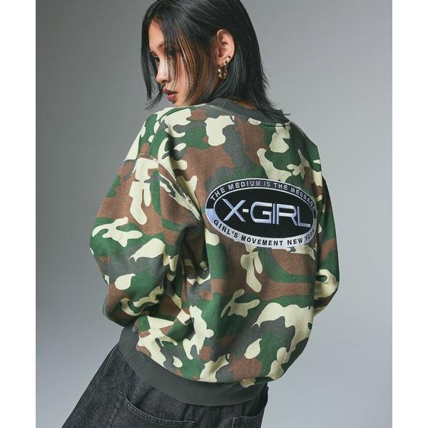 『セール実施中』ZOZO問い合わせ番号:98271617ショップ:X-girl，エックスガールブランド:X-girl，エックスガール商品名:EMBROIDERY OVAL LOGO SWEAT TOPカテゴリ:トップス>スウェットブラ...