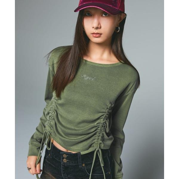『タイムセール実施中』ZOZO問い合わせ番号:98271626ショップ:X-girl，エックスガールブランド:X-girl，エックスガール商品名:FADED DRAWSTRING L/S TOPカテゴリ:トップス>Tシャツ/カットソー...