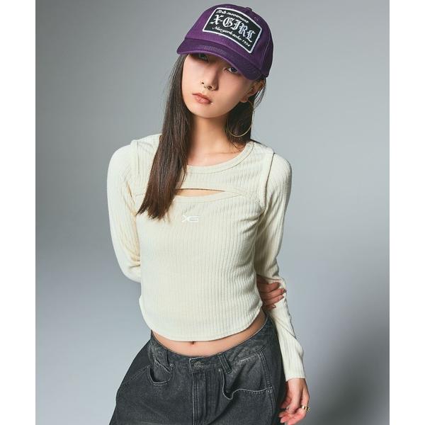 『タイムセール実施中』ZOZO問い合わせ番号:98271630ショップ:X-girl，エックスガールブランド:X-girl，エックスガール商品名:FRONT SLIT RIB L/S TOPカテゴリ:トップス>Tシャツ/カットソーブラ...