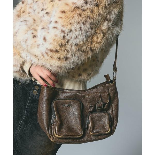 『セール実施中』ZOZO問い合わせ番号:98271666ショップ:X-girl，エックスガールブランド:X-girl，エックスガール商品名:MULTI POCKET FADED FAUX LEATHER BAGカテゴリ:バッグ>ショル...