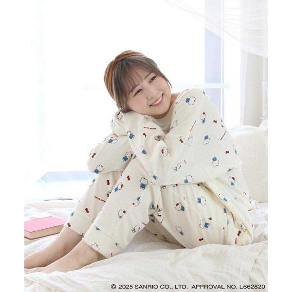 ZOZO問い合わせ番号:98303975ショップ:Bleu Bleuet，ブルーブルーエブランド:sanrio，サンリオ，Bleu Bleuet，ブルーブルーエ商品名:ハローキティワッフルルームウェア上下セットカテゴリ:ルームウェア>...