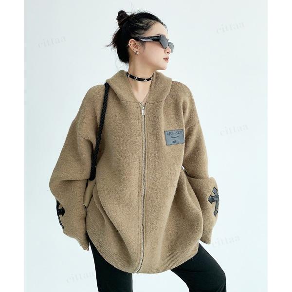 『タイムセール実施中』ZOZO問い合わせ番号:98304795ショップ:Dalfwin，ダールフィンブランド:Dalfwin，ダールフィン商品名:韓国ファッション フード付きクロスジップニットパーカーカテゴリ:トップス>パーカーブラン...