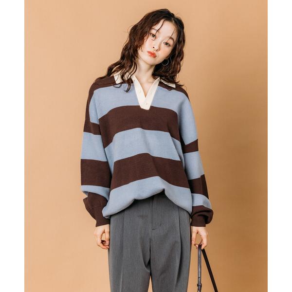 『タイムセール実施中』ZOZO問い合わせ番号:98304914ショップ:FREAK'S STORE，フリークスストアブランド:FREAK'S STORE，フリークスストア商品名:限定展開 ビッグシルエット ボーダー ニット ラガーシャツカテ...