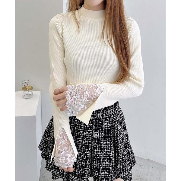 『タイムセール実施中』ZOZO問い合わせ番号:98305160ショップ:INGNI，イングブランド:INGNI，イング商品名:袖スリットレースニットカテゴリ:トップス>ニット/セーターブランド品番:1254-900161素材:レーヨン...