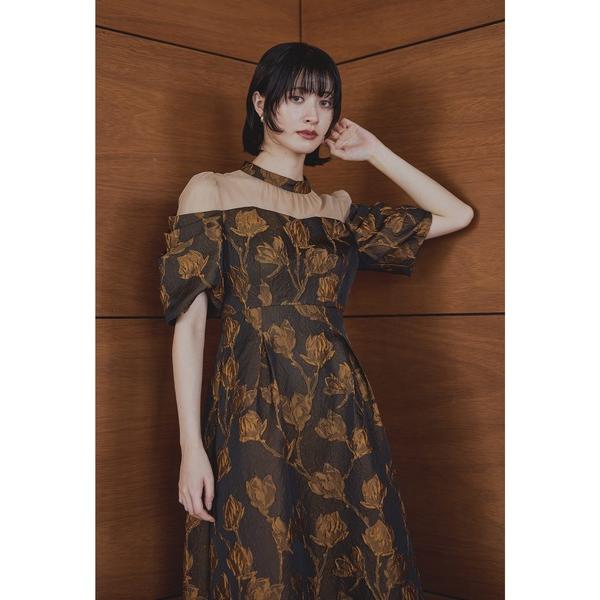 ZOZO問い合わせ番号:98305967ショップ:bflat，ビーフラットブランド:niana，ニアナ商品名:フラワージャガードフレアドレス パーティードレス オケージョンドレス 結婚式 二次会 同窓会 成人式 お呼ばれワンピースカテゴリ:...