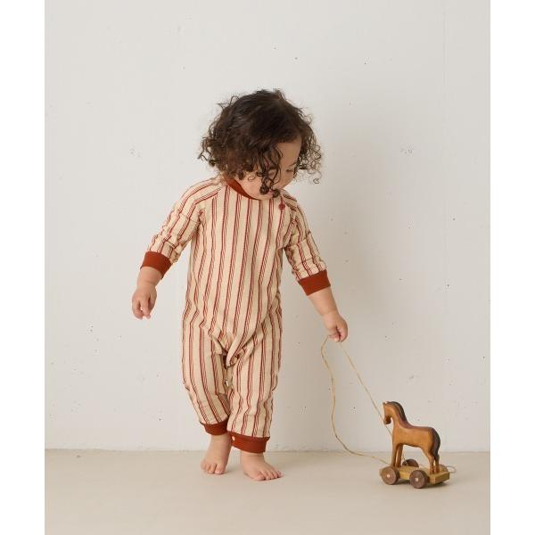 ※このアイテムは返品・交換対象外商品です。ZOZO問い合わせ番号:98338077ショップ:riziere，リジェールブランド:riziere，リジェール商品名:【リンクコーデ】ボタンデザインストライプロングスリーブベビーロンパースカテゴリ...