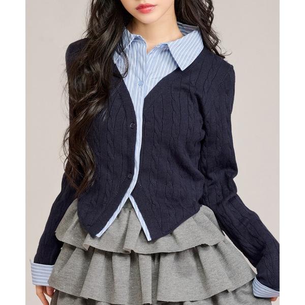 ZOZO問い合わせ番号:98371570ショップ:apres jour mignon，アプレジュールミニョンブランド:apres jour mignon，アプレジュールミニョン商品名:ダブル襟カーディガンカテゴリ:トップス>カーディガ...