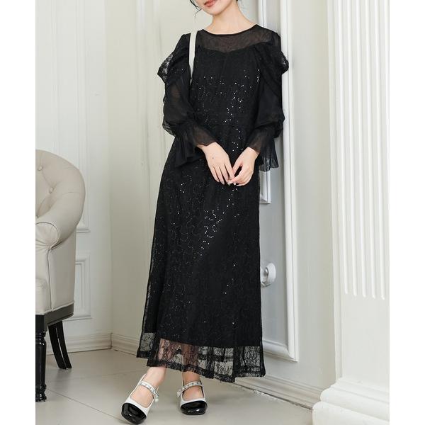 『タイムセール実施中』ZOZO問い合わせ番号:98434113ショップ:Lace Ladies，レースレディースブランド:Lace Ladies，レースレディース商品名:配色レースレイヤードロングドレスワンピースカテゴリ:ワンピース/ドレス...