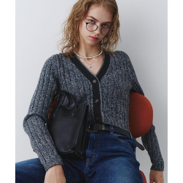 『タイムセール実施中』ZOZO問い合わせ番号:98434720ショップ:Auntie Rosa，アンティローザブランド:bita.，ビタ商品名:トリムカラーVネックMIXショートカーディガンカテゴリ:トップス>カーディガン/ボレロブラ...