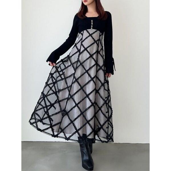 『セール実施中』ZOZO問い合わせ番号:98435016ショップ:RESEXXY，リゼクシーブランド:RESEXXY，リゼクシー商品名:ドッキングニットフレアワンピースカテゴリ:ワンピース/ドレス>ワンピースブランド品番:152550...