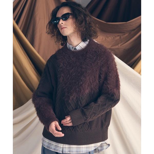 ZOZO問い合わせ番号:98435436ショップ:MAISON SPECIAL，メゾン スペシャルブランド:MAISON SPECIAL，メゾンスペシャル商品名:《UNISEX》Cable Shaggy Mix Prime-Over Cre...