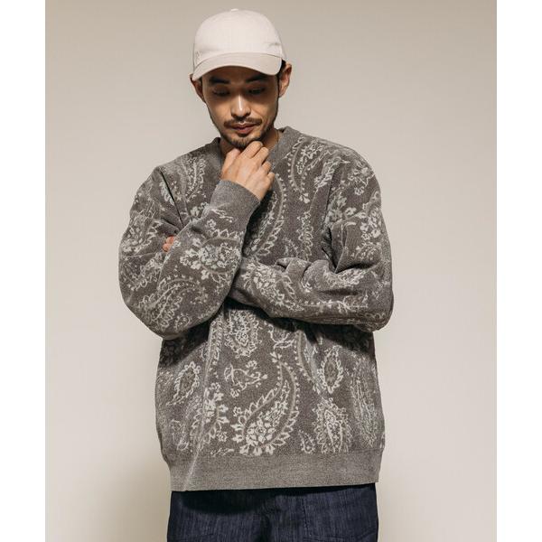 『タイムセール実施中』ZOZO問い合わせ番号:98466616ショップ:FREAK'S STORE，フリークスストアブランド:FREAK'S STORE，フリークスストア商品名:ペイズリー総柄 モール糸 クルーネックニット/リラックスフィッ...