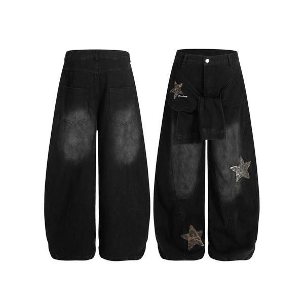 『タイムセール実施中』ZOZO問い合わせ番号:98470875ショップ:aimoha，アイモハブランド:HOOK，フック商品名:スターワッペン コクーン デニムパンツカテゴリ:パンツ>デニムパンツブランド品番:fiv02786a素材:...