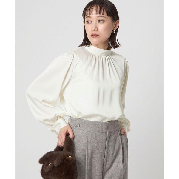 ZOZO問い合わせ番号:98471409ショップ:green label relaxing，グリーンレーベル リラクシングブランド:green label relaxing，グリーンレーベルリラクシング商品名:サテン スタンドネック ギャザ...