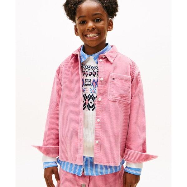 『セール実施中』ZOZO問い合わせ番号:98502872ショップ:TOMMY HILFIGER，トミー ヒルフィガーブランド:TOMMY HILFIGER，トミーヒルフィガー商品名:GIRLS コーデュロイオーバーシャツカテゴリ:トップス&...